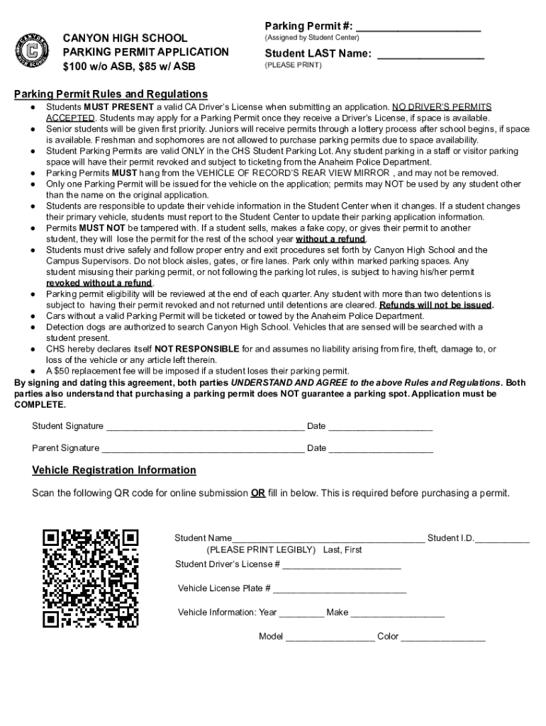 Fillable Online Parking Application 22/23 Fax Email Print - pdfFiller
