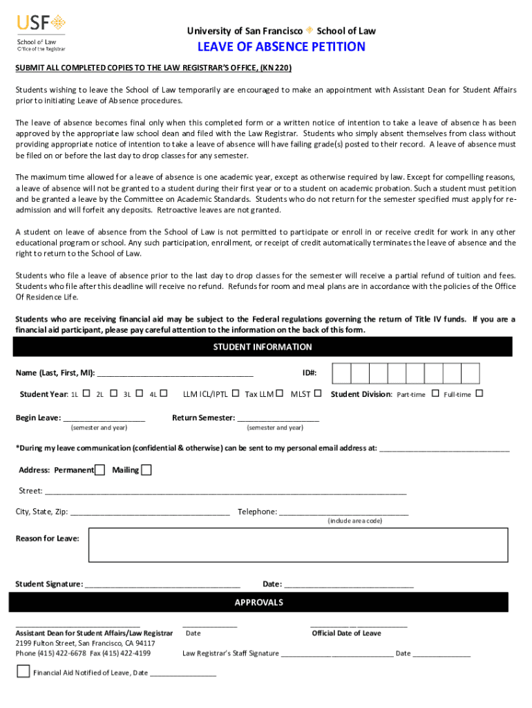 Fillable Online university of san francisco school of law - general request form Fax Email Print ...