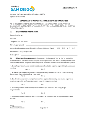 Fillable Online Request for Statement of Qualifications (RFSQ) for Park ... Fax Email Print ...
