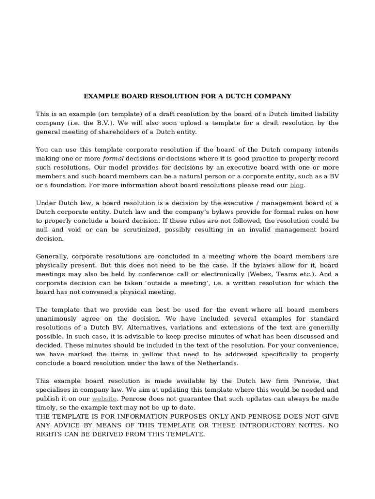 Sample Board ResolutionBoard Resolution TemplateDiligent Doc Template ...