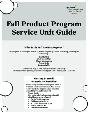 Fillable Online Fall Product Program - Girl Scouts of Central Texas Fax Email Print - pdfFiller