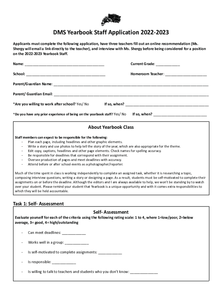 Fillable Online Yearbook Application Teacher Recommendation Form Fax ...
