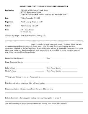 Fillable Online Parade Permission Form.pdf - St Clair County Schools ...