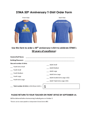 Fillable Online Free T-Shirt Order Form Template (Excel, Google Sheets ...