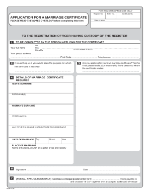 Fillable Online Marriage Certificate Application form. Marriage Certificate Application form Fax ...