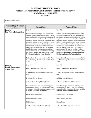 Fillable Online FORM Form N-426, Request for Certification of Military ...