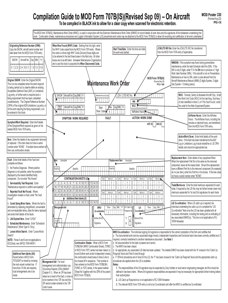 Fillable Online Compilation Guide to MOD Form 707B(IS)(Revised Sep 09 ...