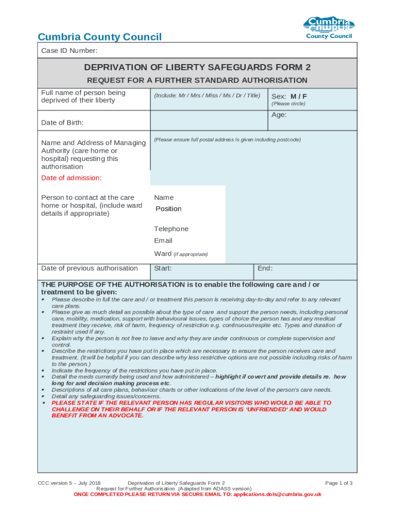 deprivation of liberty safeguards 2 - request for a further ... Doc ...