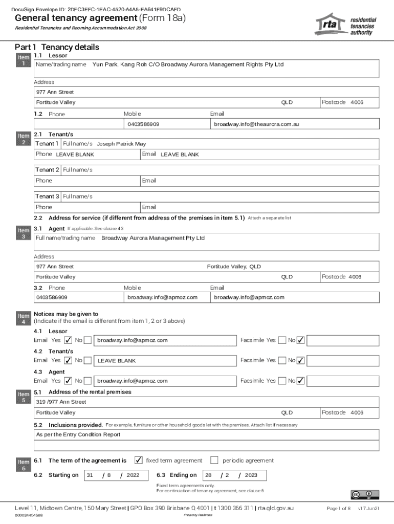 Fillable Online (Form 18a) General tenancy agreement - Amazon S3 Fax Email Print - pdfFiller