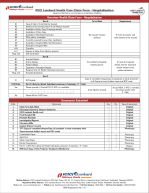 Fillable Online Icici lombard health care claim form filled sample ...