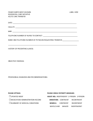 Fillable Online ACUTE CARE TRANSFER form-3.docx - Google Docs Fax Email ...