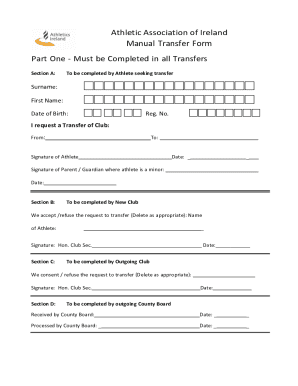Fillable Online Manual Transfer Form - Athletics Ireland Fax Email ...