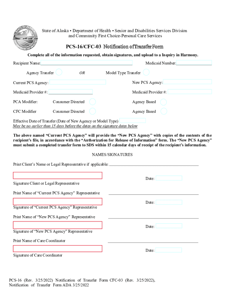 Fillable Online Notification of Transfer Form. Notification of Transfer ...
