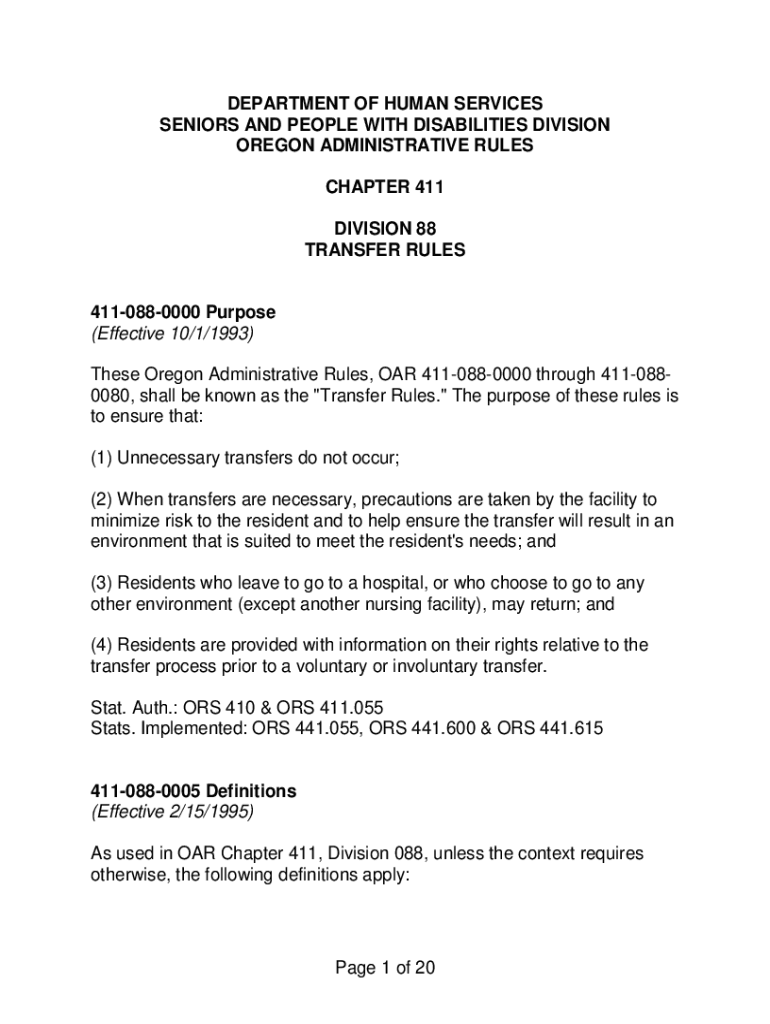 Fillable Online OAR Chapter 411 - Department of Human Services, Aging ...