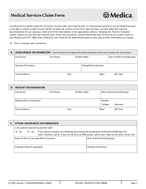 Fillable Online Medical Services Claim Form Fax Email Print - pdfFiller