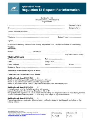 Fillable Online Request a Regulation 51 statement - Manningham City ...