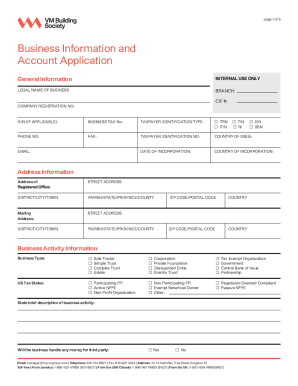 Fillable Online Business Information and Account Application Form Fax ...