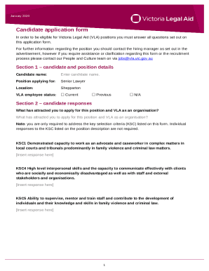 Candidate application Doc Template | pdfFiller