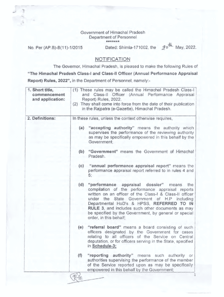 Fillable Online himachal nic Executive Instructions - Personnel Department, Government of ...