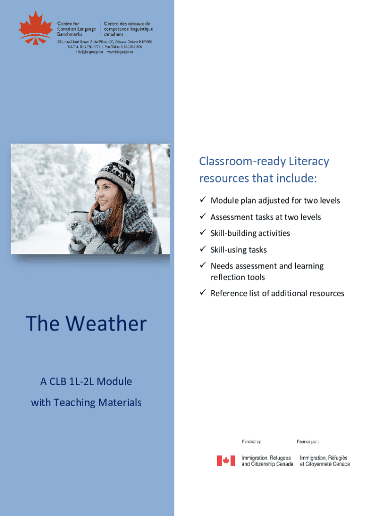 Fillable Online CLB-1L-2L-The-Weather.pdf - PBLA Practice Guidelines ...
