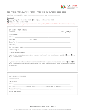Fillable Online Application Documents - ICS International School Paris ...