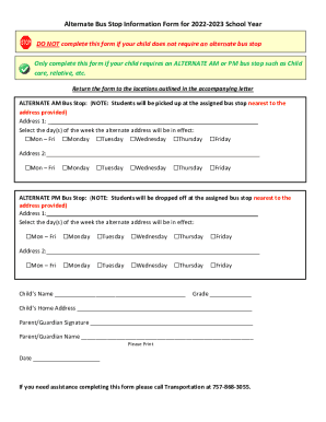Fillable Online Alternate Bus Stop Request Form - Logan Township ...