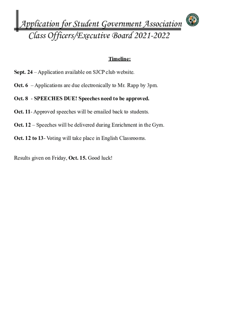 Fillable Online SGA Application and Election Instructions - SharpSchool ...