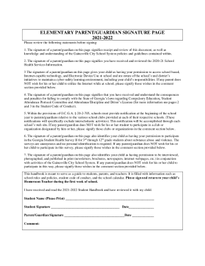 Fillable Online important - parent and/or guardian signature sheet Fax ...