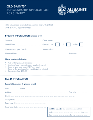 Fillable Online OLD SAINTS' SCHOLARSHIP APPLICATION 2024 ENTRY Fax ...