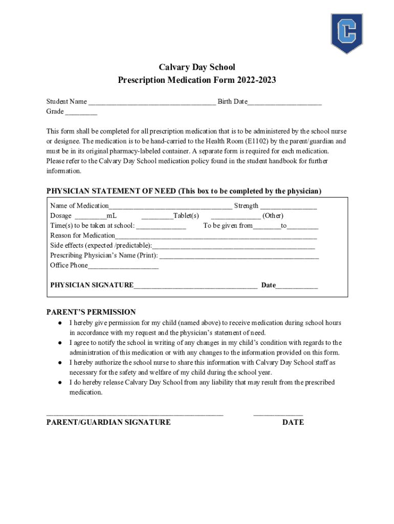 Fillable Online 2223 Medication Release Form - Amazon S3 Fax Email ...