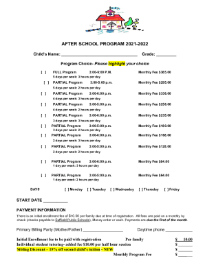 Fillable Online Program Choice- Please highlight your choice Fax Email ...
