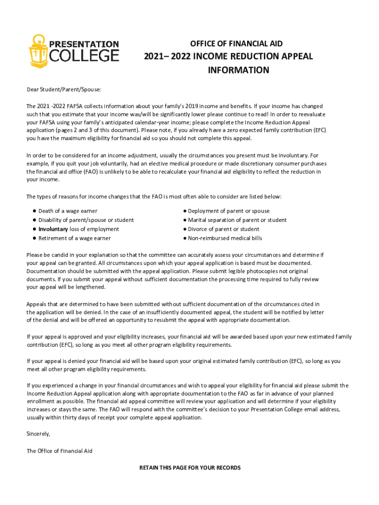 Fillable Online Office of Financial Aid 2021-2022 Professional Judgement Form Fax Email Print ...