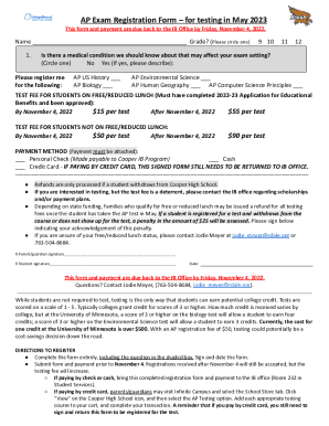 Fillable Online 2022-23 AP Test Registration Form Fax Email Print ...