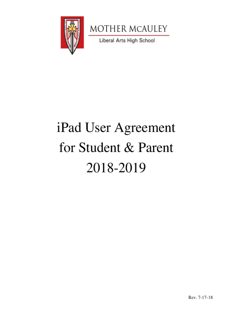 Fillable Online Elementary Agreement for Use of Student iPads Fax Email ...