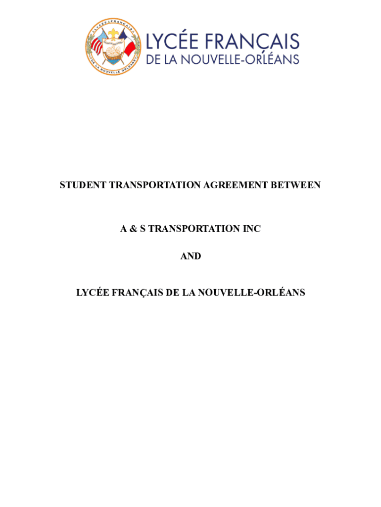 Fillable Online Agreement for Student Transportation Services Fax Email ...