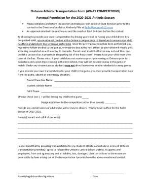 Fillable Online PARENT/GUARDIAN CONSENT AND RELEASE FORM FOR ... Fax ...