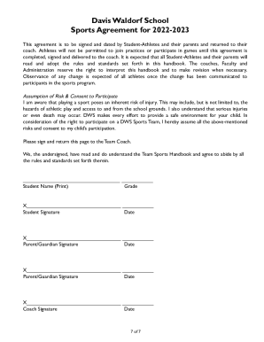 Fillable Online DWS Sports Agreement 22-23 Fax Email Print - pdfFiller