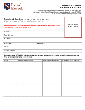 Fillable Online sport scholarship 2020 application form Fax Email Print - pdfFiller