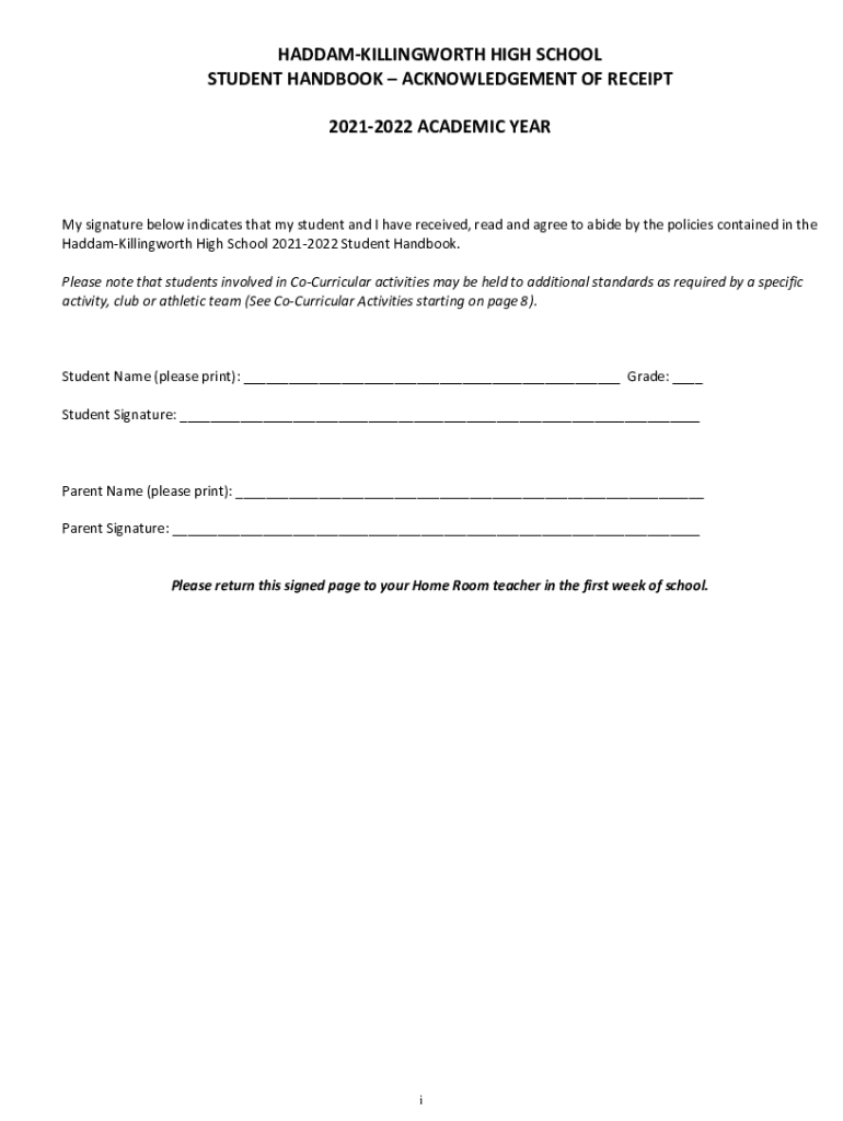 Fillable Online Student Handbook Acknowledgement FormPolk State College ...