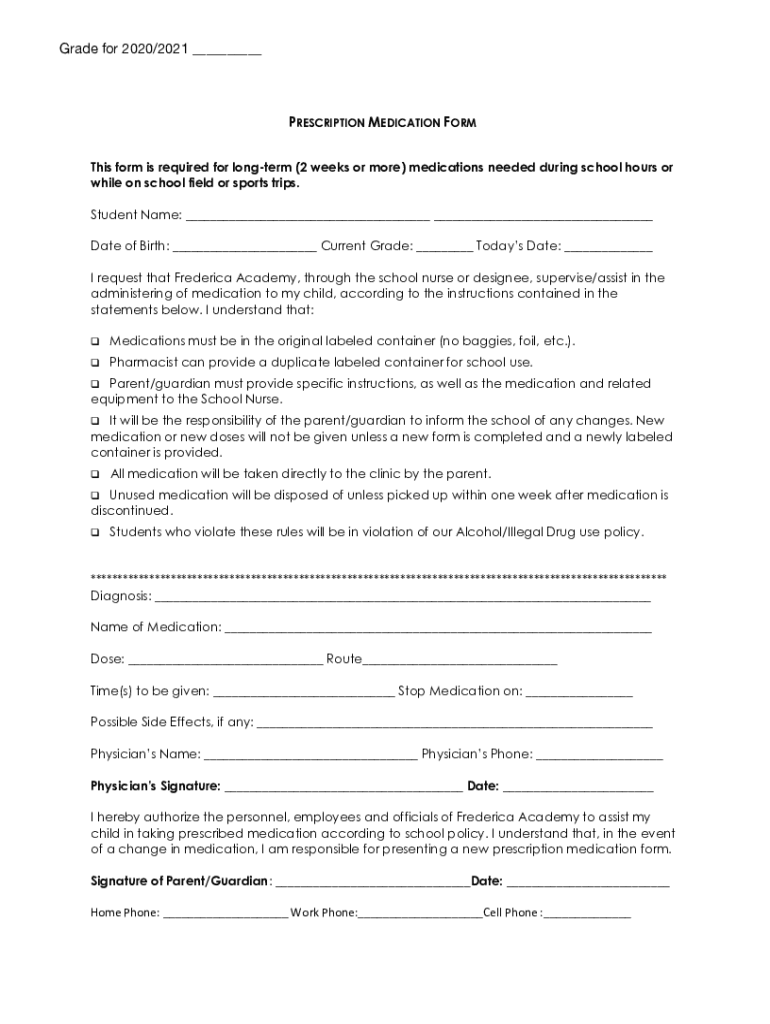 Fillable Online prescription medication form Fax Email Print - pdfFiller