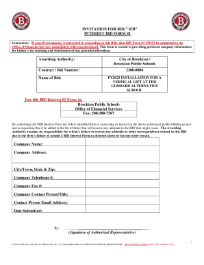 Fillable Online invitation for bid, ifb interest bid form #1 Fax Email Print - pdfFiller