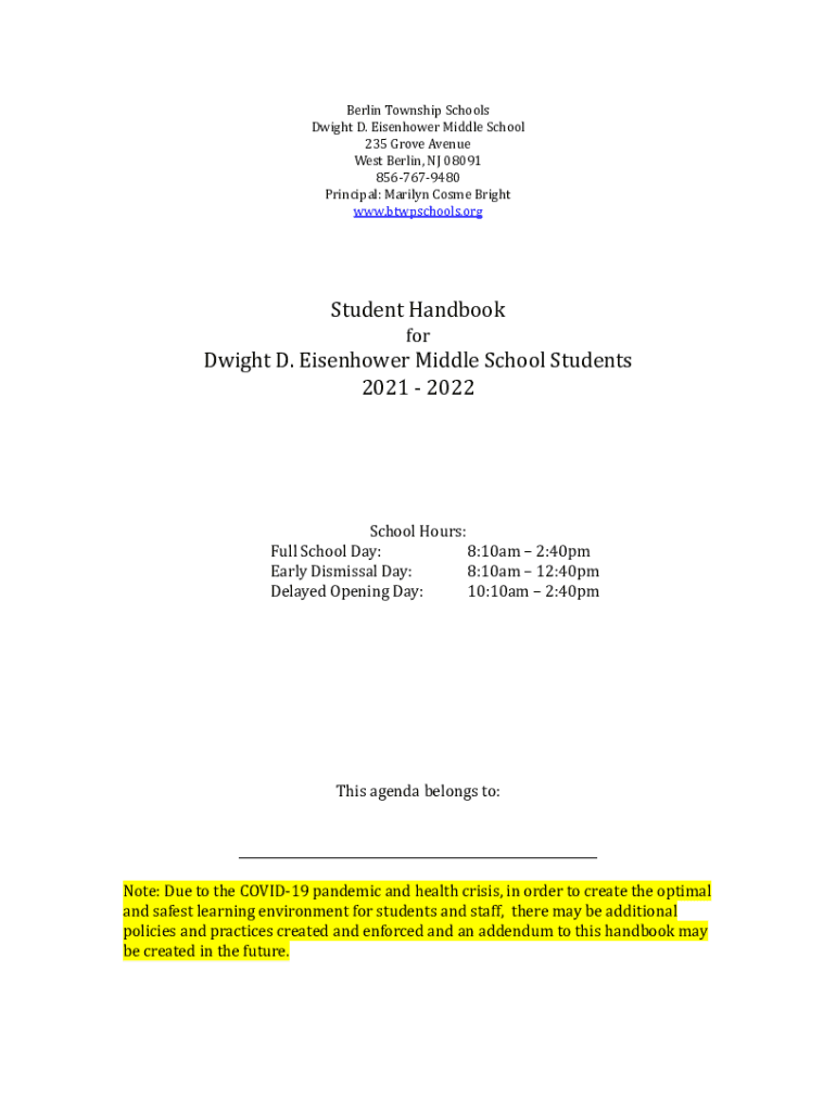 Fillable Online Principal's Message - Dwight D. Eisenhower Middle ...