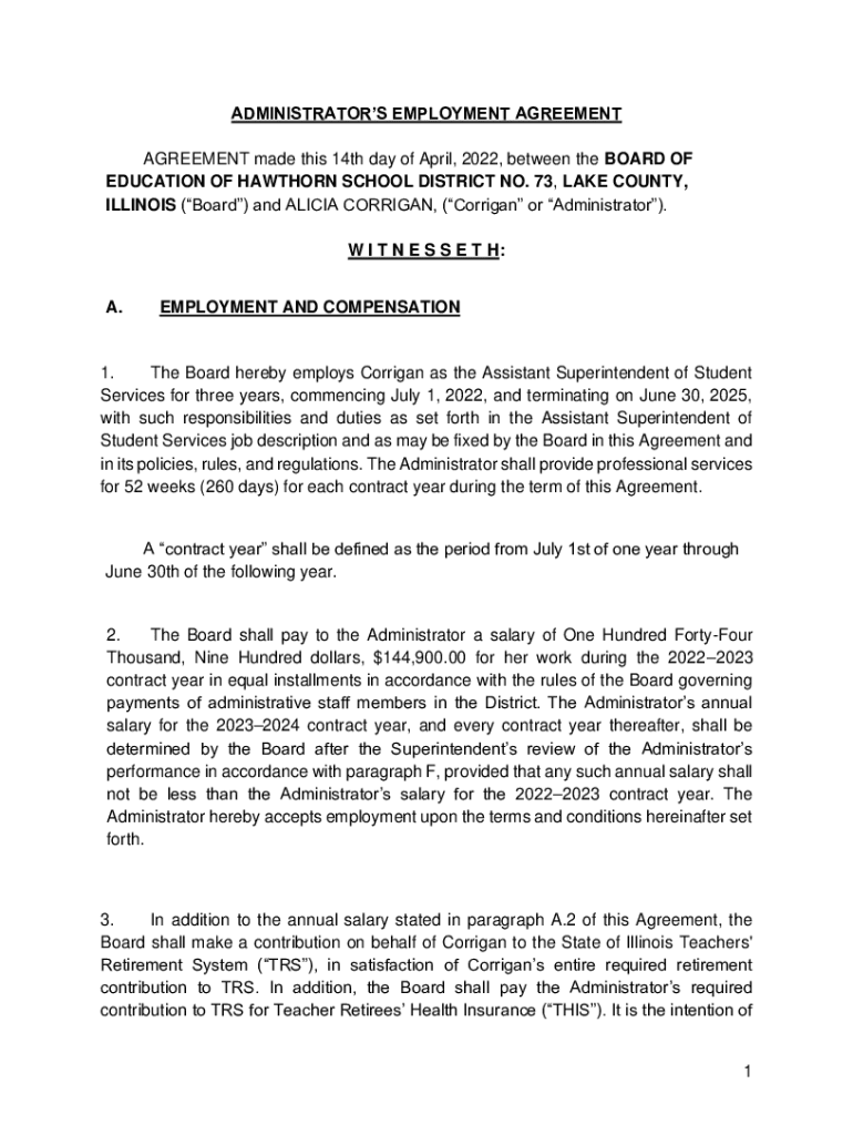 Fillable Online administrator's employment agreement Fax Email Print ...