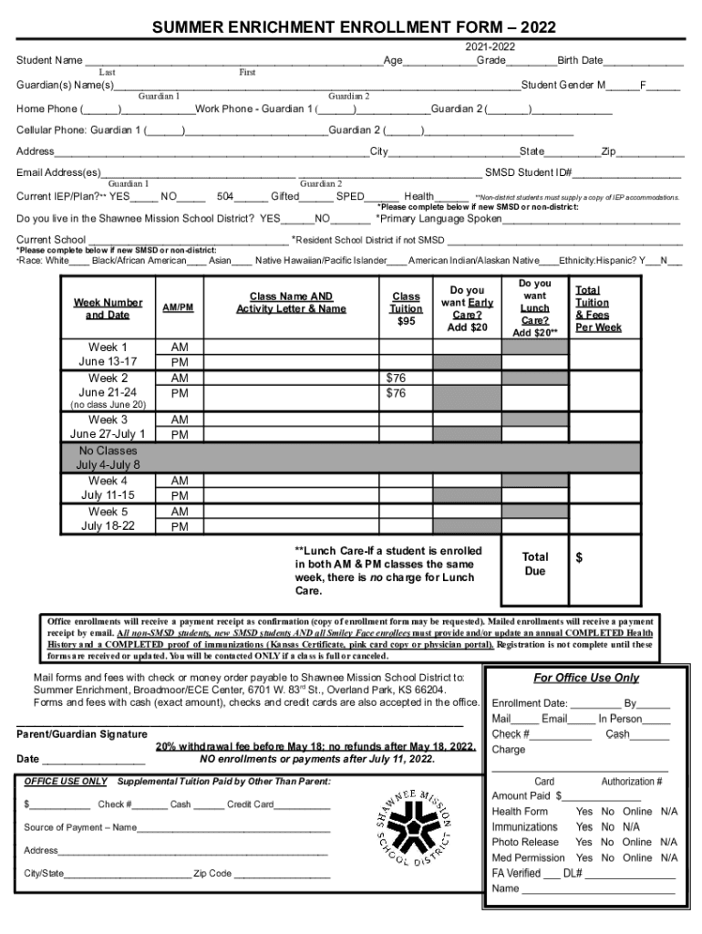 Fillable Online Summer Go Time Enrichment Registration Form Fax Email ...