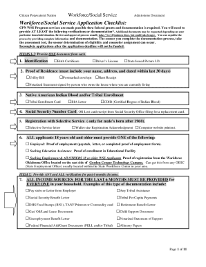 Fillable Online Workforce/Social Service Application Checklist: Fax ...
