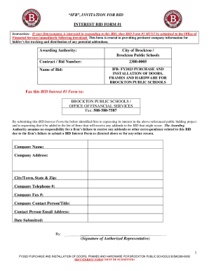 Fillable Online ifb, invitation for bid interest bid form #1 Fax Email Print - pdfFiller