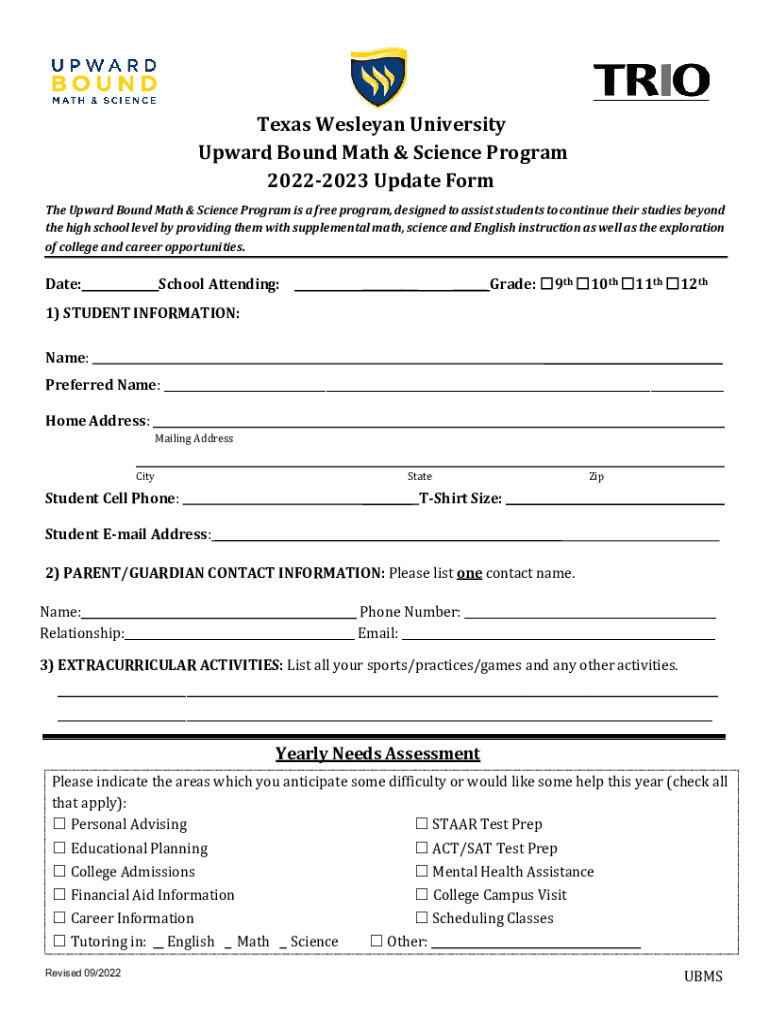 Fillable Online Upward Bound Math & Science Program Fax Email Print - pdfFiller