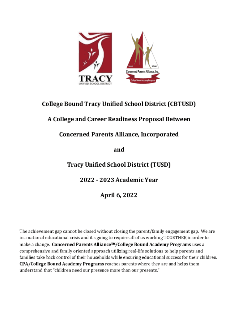 Fillable Online College Bound Tracy Unified School District (CBTUSD) Fax Email Print - pdfFiller