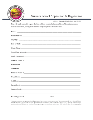 Fillable Online Summer School Application Form Template - Jotform Fax ...