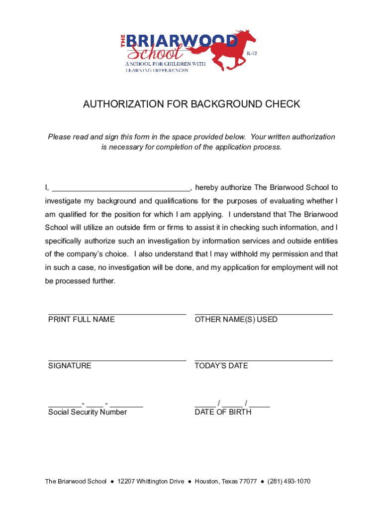 Fillable Online Free Background Check Authorization Forms (3) - PDF ...